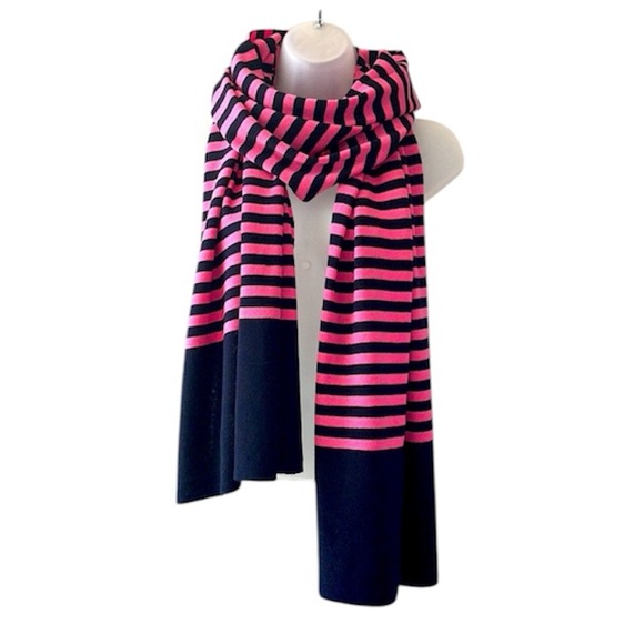 J. Crew | Accessories | J Crew Merino Wool Navy And Pink Striped Wide ...